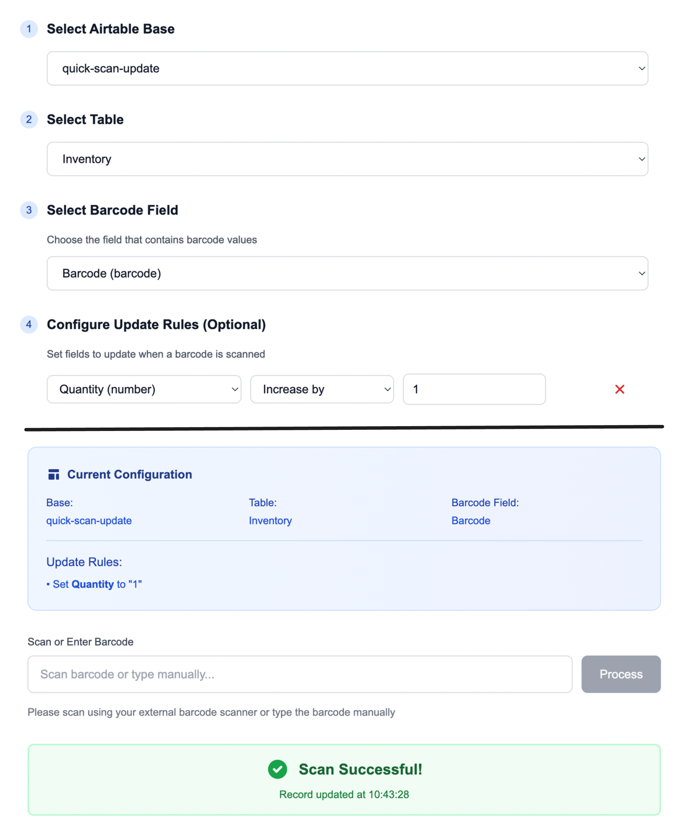 QuickScan - Scan and Update Airtable Instantly